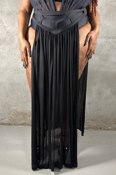 5D x Stellar Dust Chevron Cage Skirt - twill/rayon – FIVE AND DIAMOND